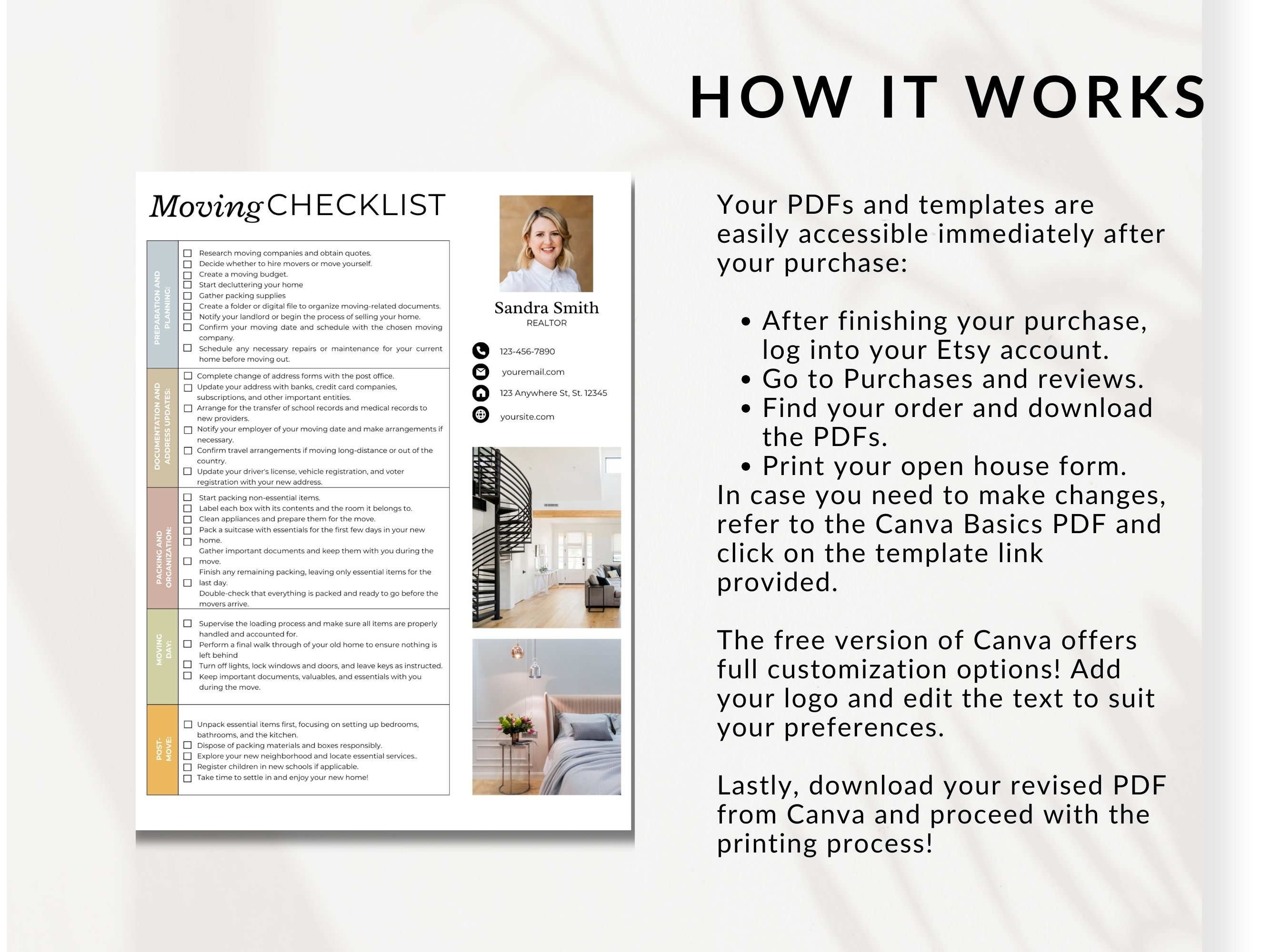Editable Canva Home Moving Checklist Template Printable Moving Guides ...