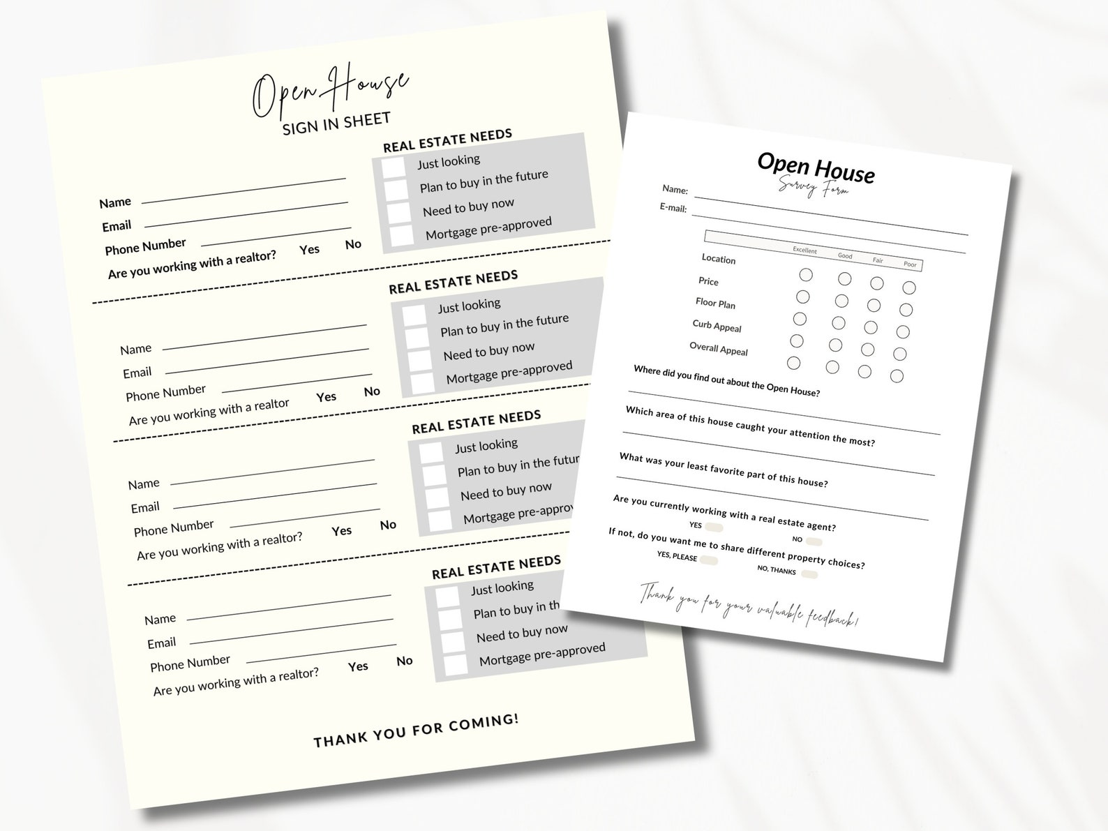 Real Estate Open House Printable Sign-in Sheets Customizable Digital ...