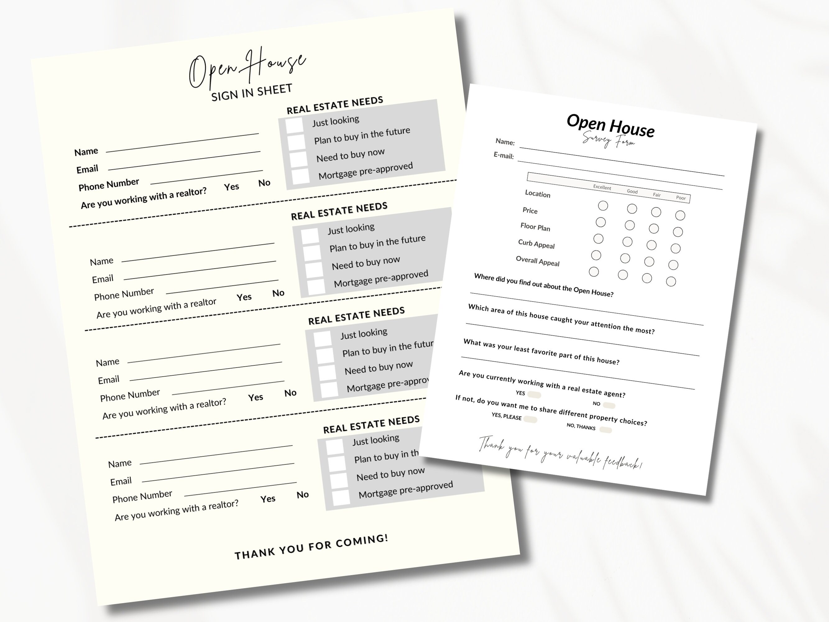 Real Estate Open House Printable Sign-in Sheets Customizable Digital ...