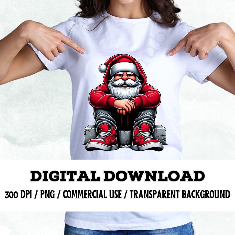 Thug Santa Clipart PNG, Gangster Santa Christmas Sublimation, Hip Hop ...