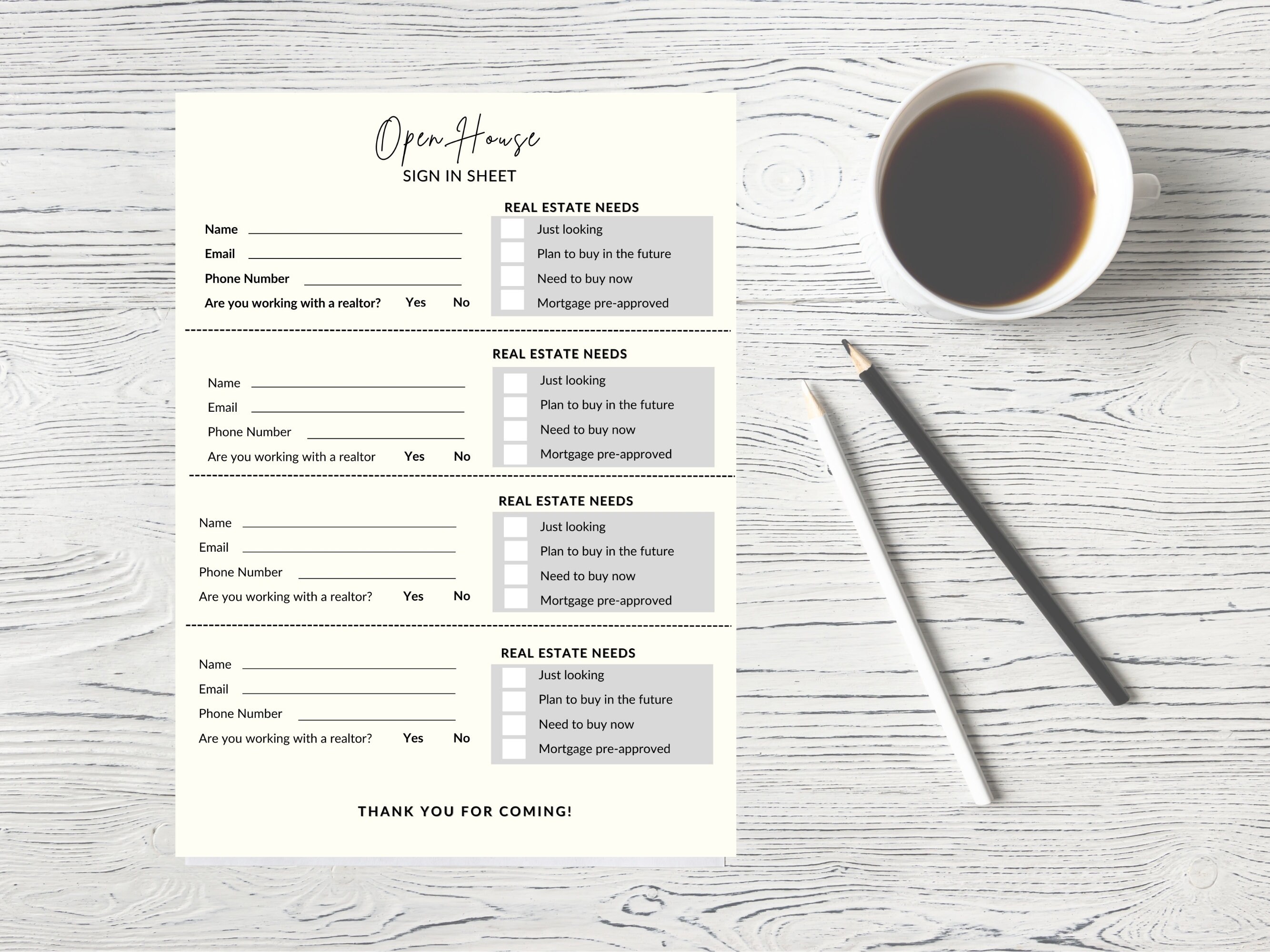 Real Estate Open House Printable Sign-in Sheets Customizable Digital ...