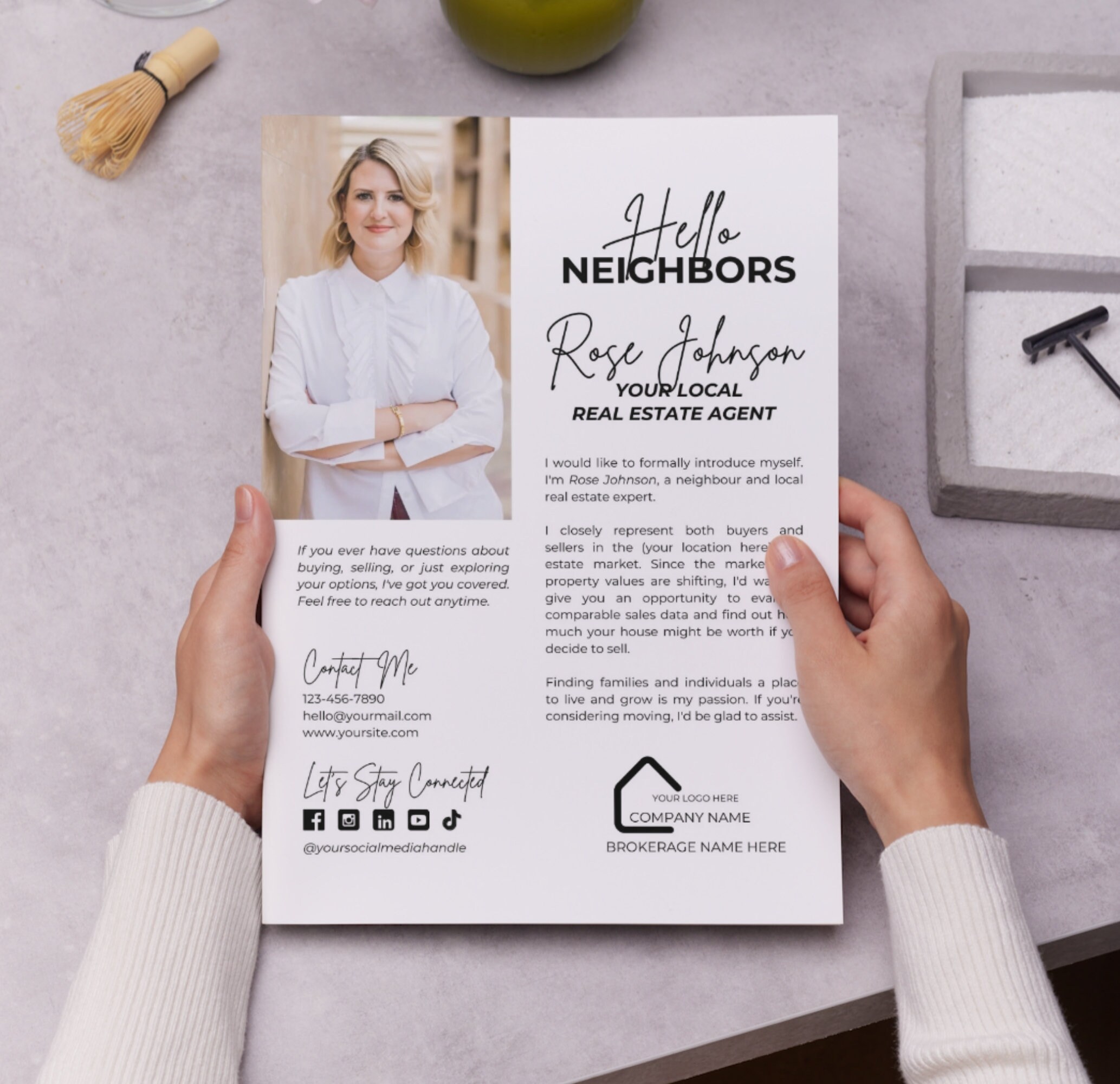 Editable Hello Neighbor Letter Farming Flyer Realtor Introduction Real ...