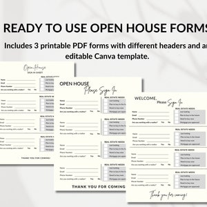 Real Estate Open House Printable Sign-in Sheets Customizable Digital ...