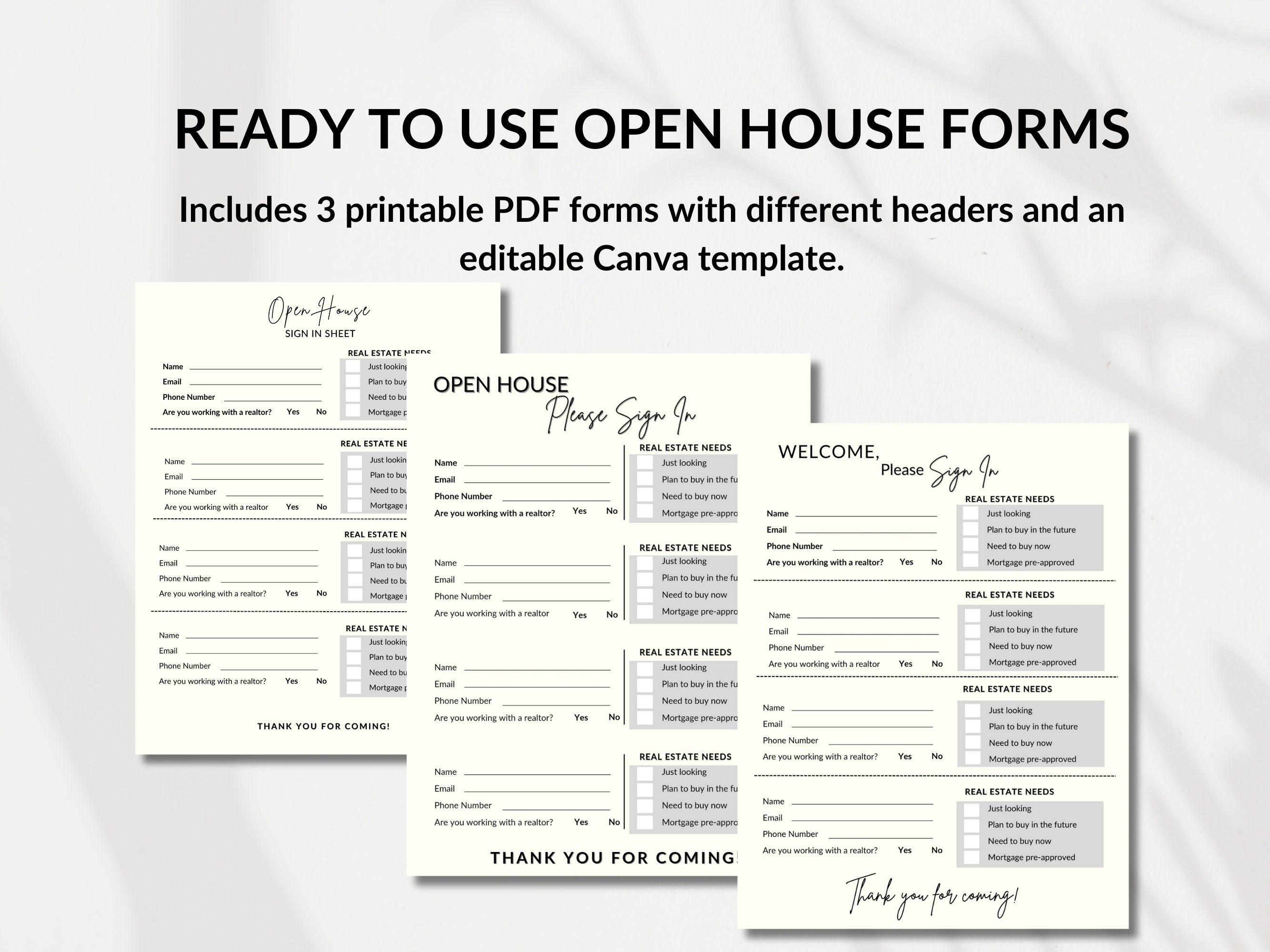 Real Estate Open House Printable Sign-in Sheets Customizable Digital ...