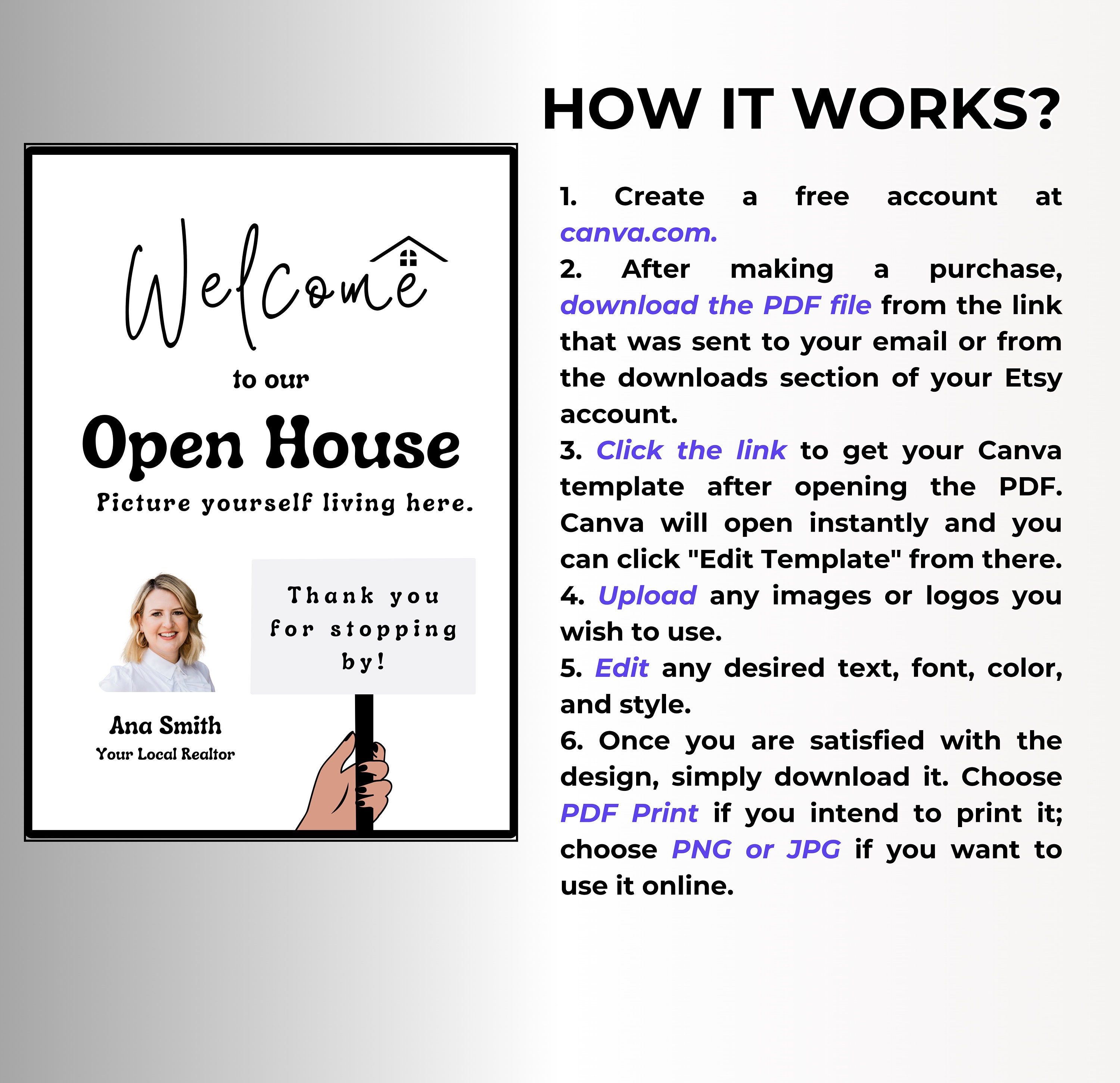 Editable Open House Welcome Sign for Realtor Canva Template Open House ...