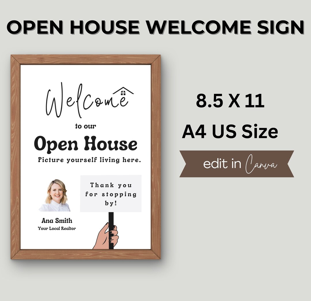 Editable Open House Welcome Sign for Realtor Canva Template Open House ...
