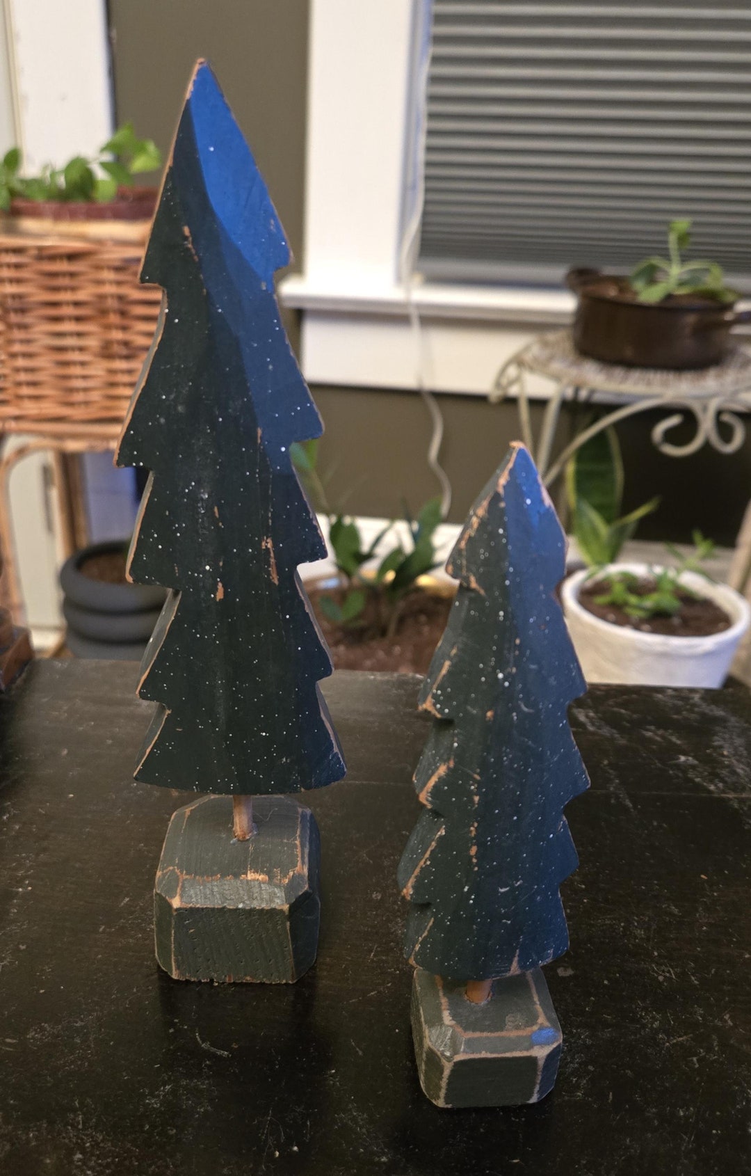 Green Wooden Tree Decor - as a Set - Etsy