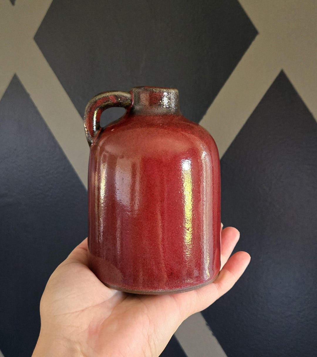 Vintage Ruby Red Clay Jug/vase - Etsy