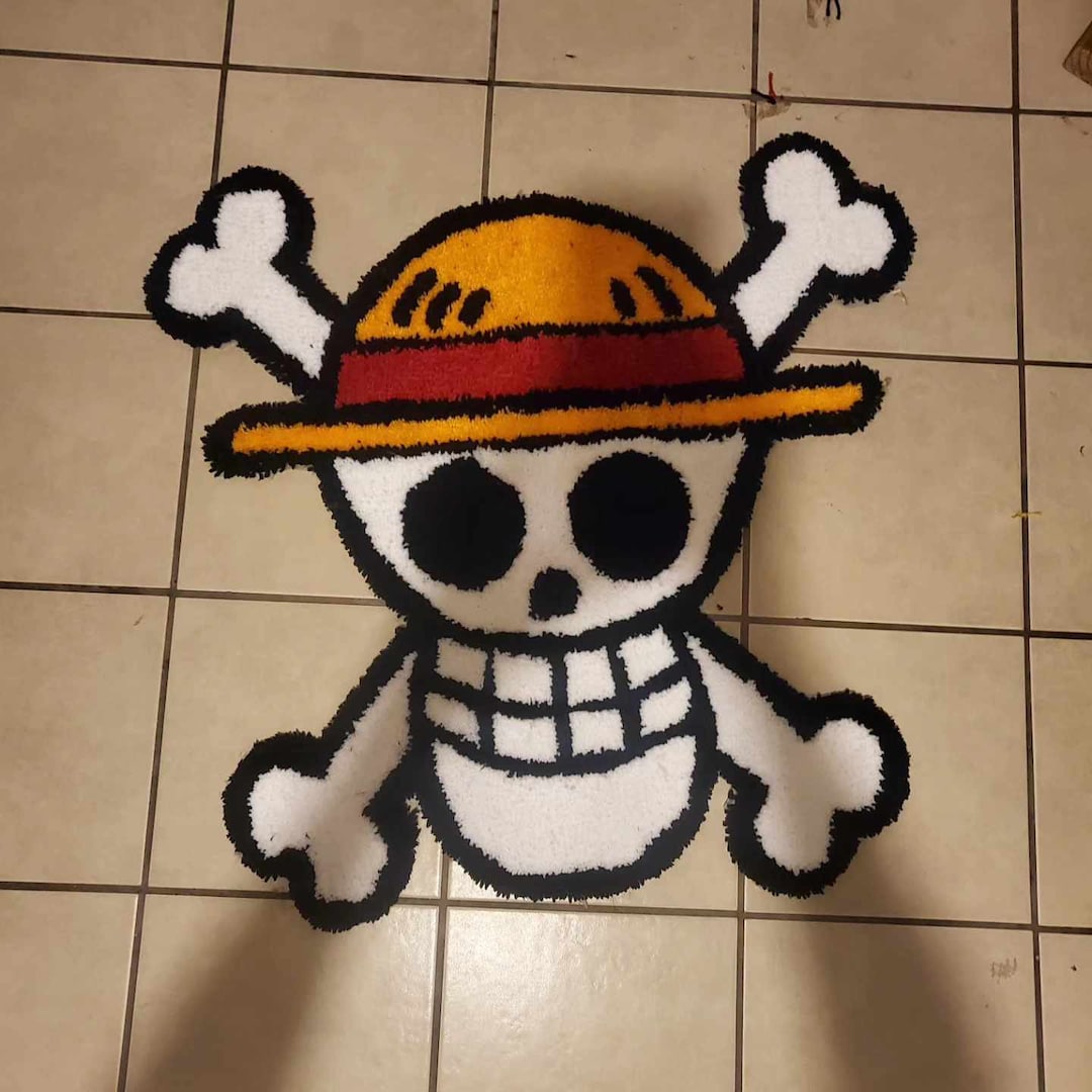One Piece Anime Tufted Rug, Skeleton Flag One Piece Rug, Handmade ...