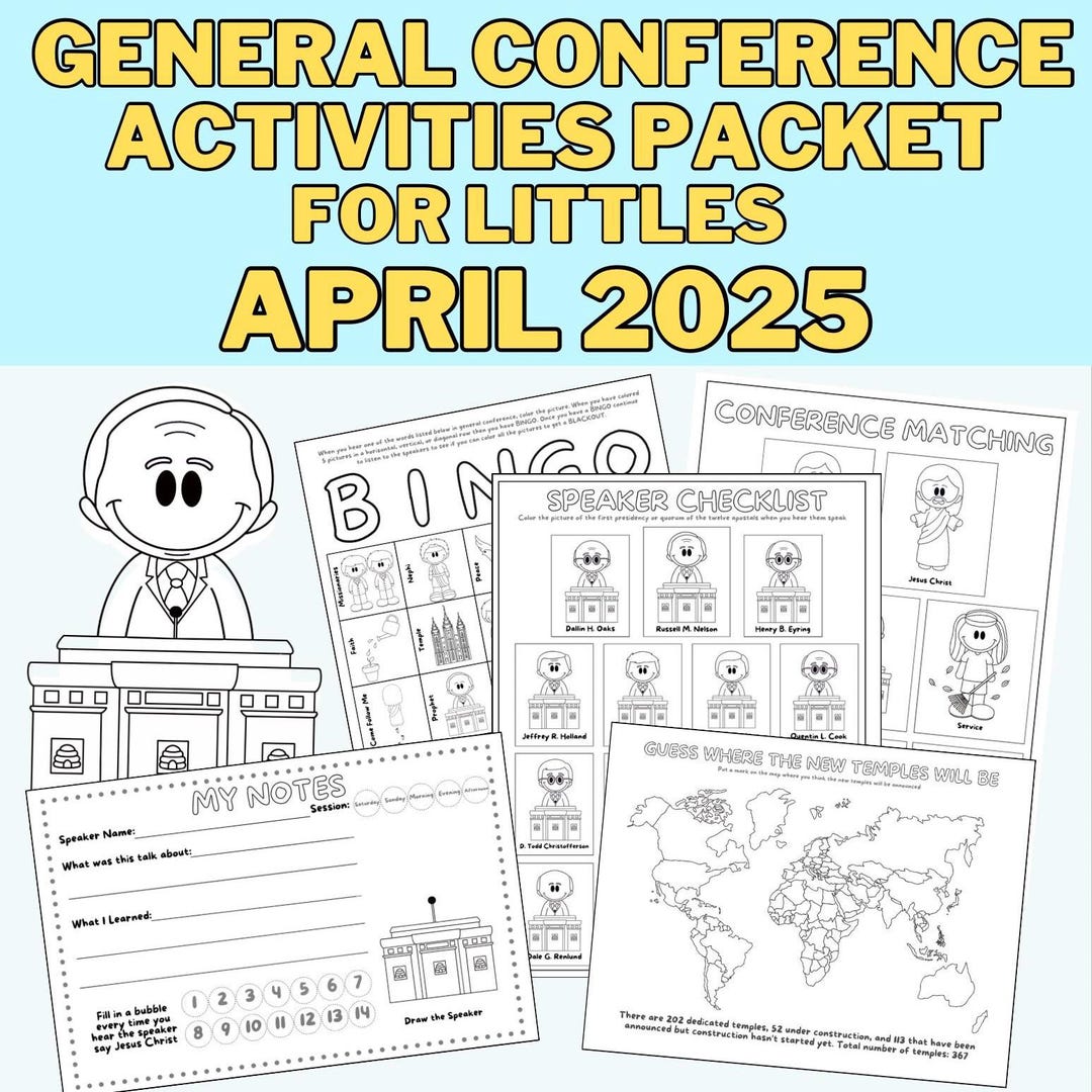 General Conference Acitivity Packet for Littles | April 2025 | Digital ...