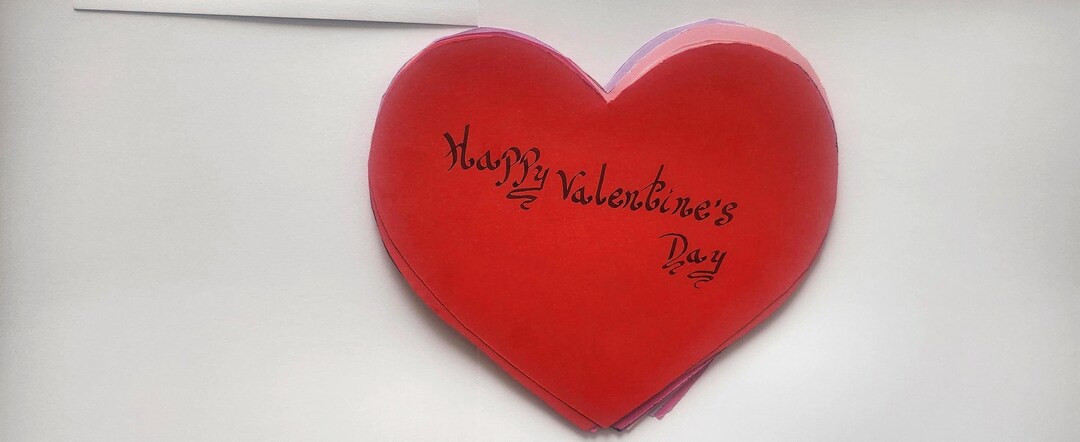 Cut-out Valentine's Day Heart-shaped Card With Writing - Etsy