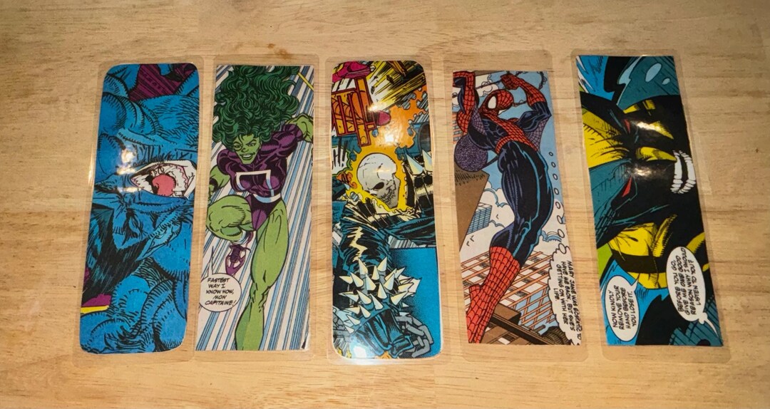 Marvel Character Bookmarks real Comic Clippings 5PK - Etsy