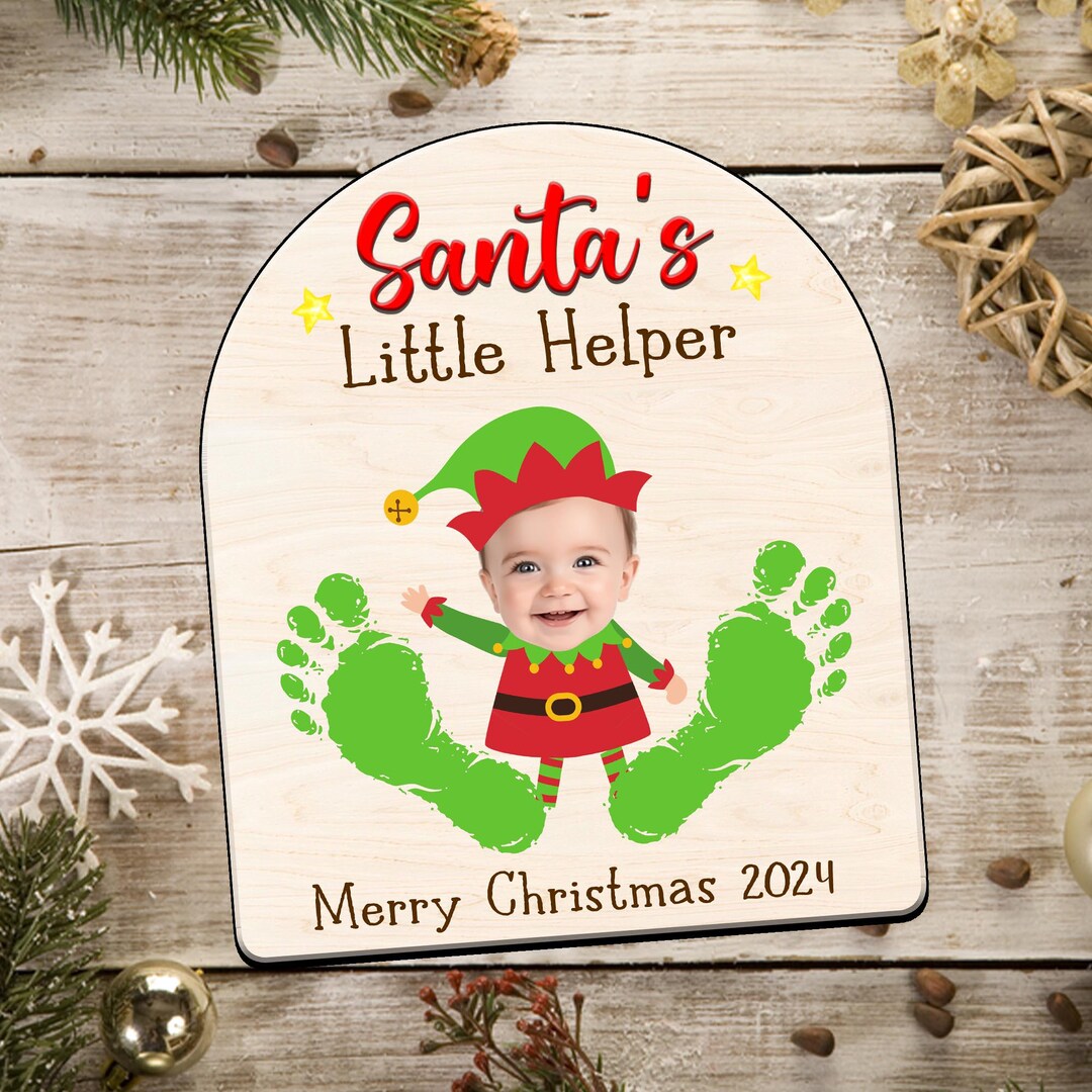 Personalized Elf Footprint Sign Custom Baby's First Christmas Handprint ...