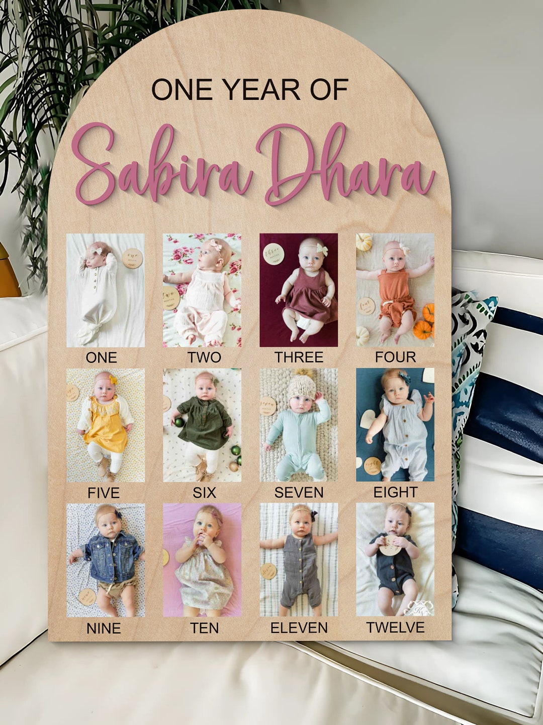 My First Year One Year of Photo Board, Baby's First Year Photo, Board ...