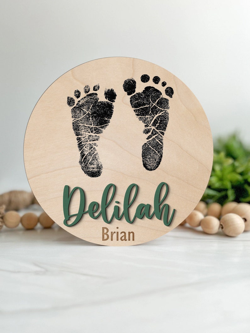 Wooden Birth Announcement Sign, Baby Announcement Sign With Birth Stats ...