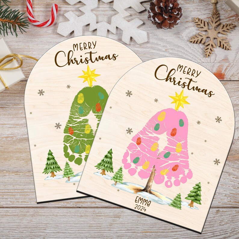 Personalized DIY Baby Handprint Sign, Custom Baby’s First Christmas ...