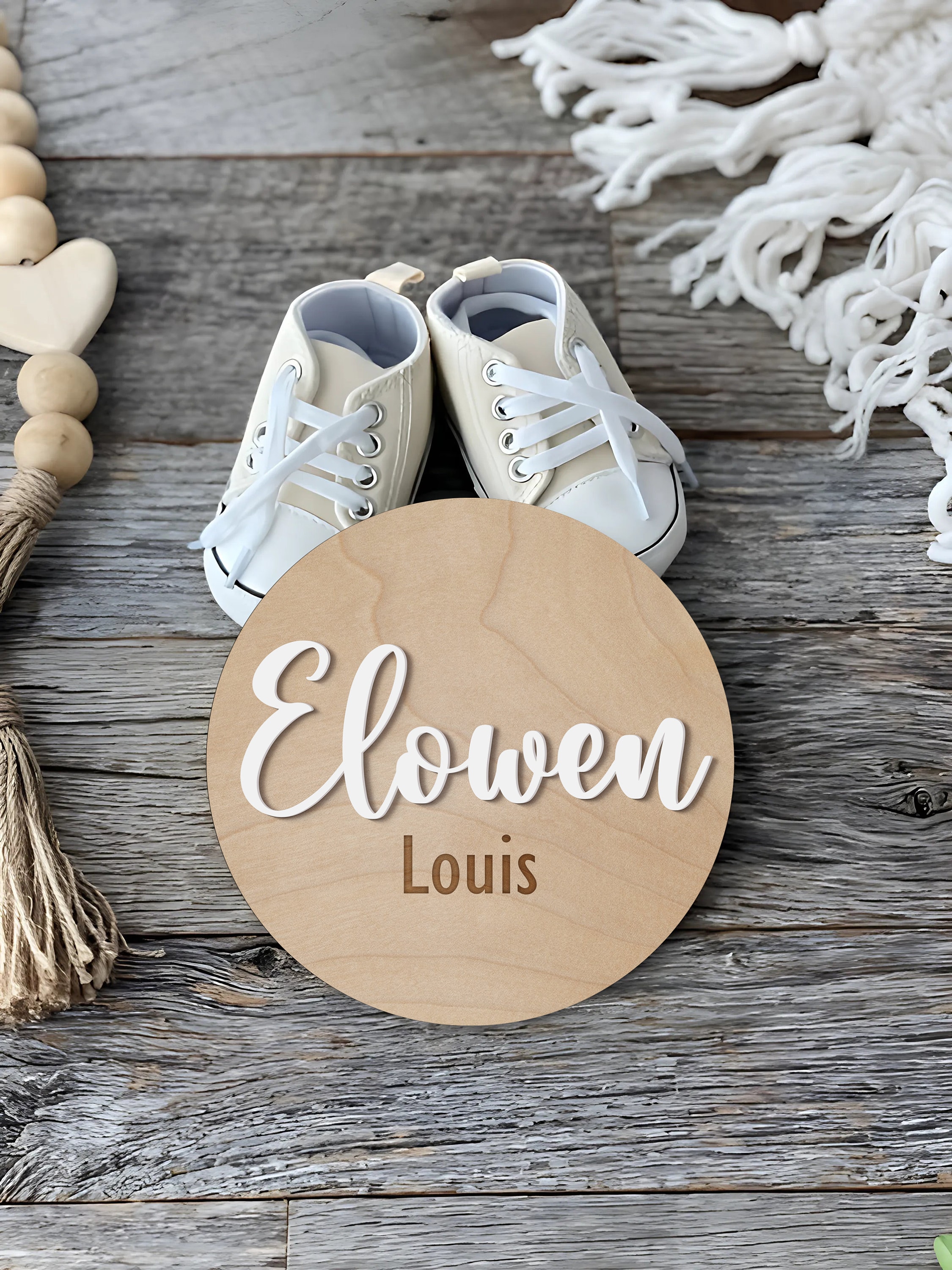 Wooden Birth Announcement Sign, Baby Announcement Sign With Birth Stats ...