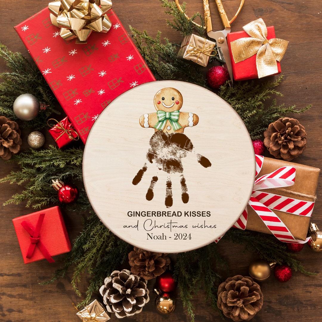 Baby First Christmas Handprint DIY Sign Gingerbread Handprint Keepsake ...