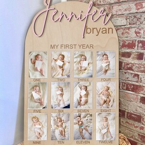 First Year Birthday Photo Board, Personalized Baby Gift, One Year of ...