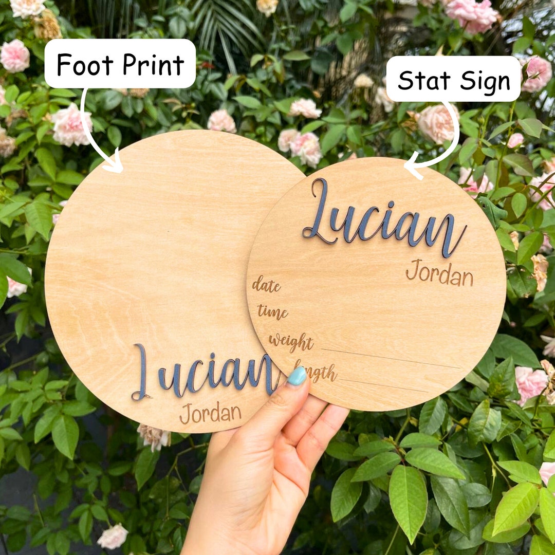 Baby Name Sign for Hospital, Baby Announcement Plaque Sign With Birth ...