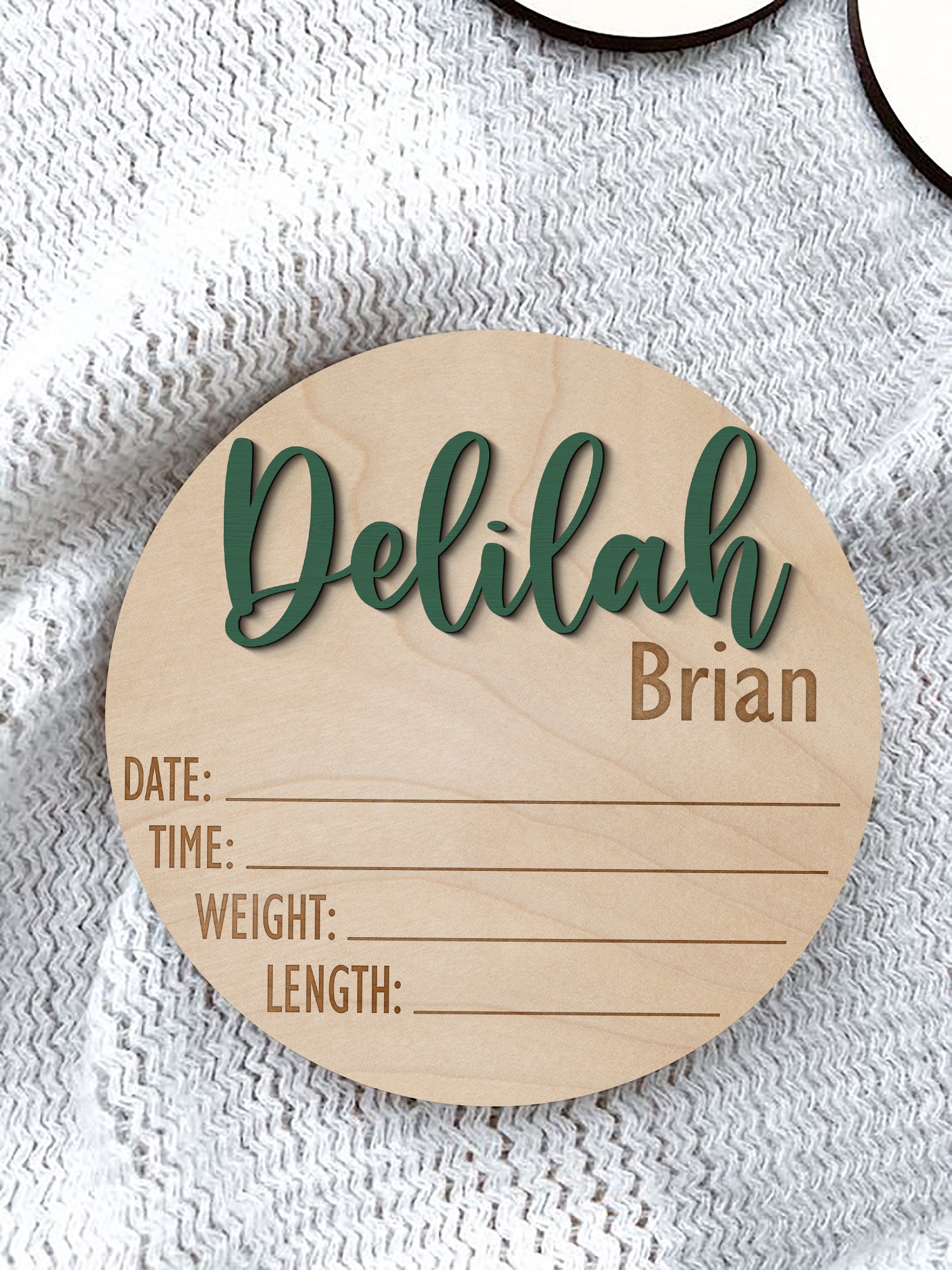 Wooden Birth Announcement Sign, Baby Announcement Sign With Birth Stats ...