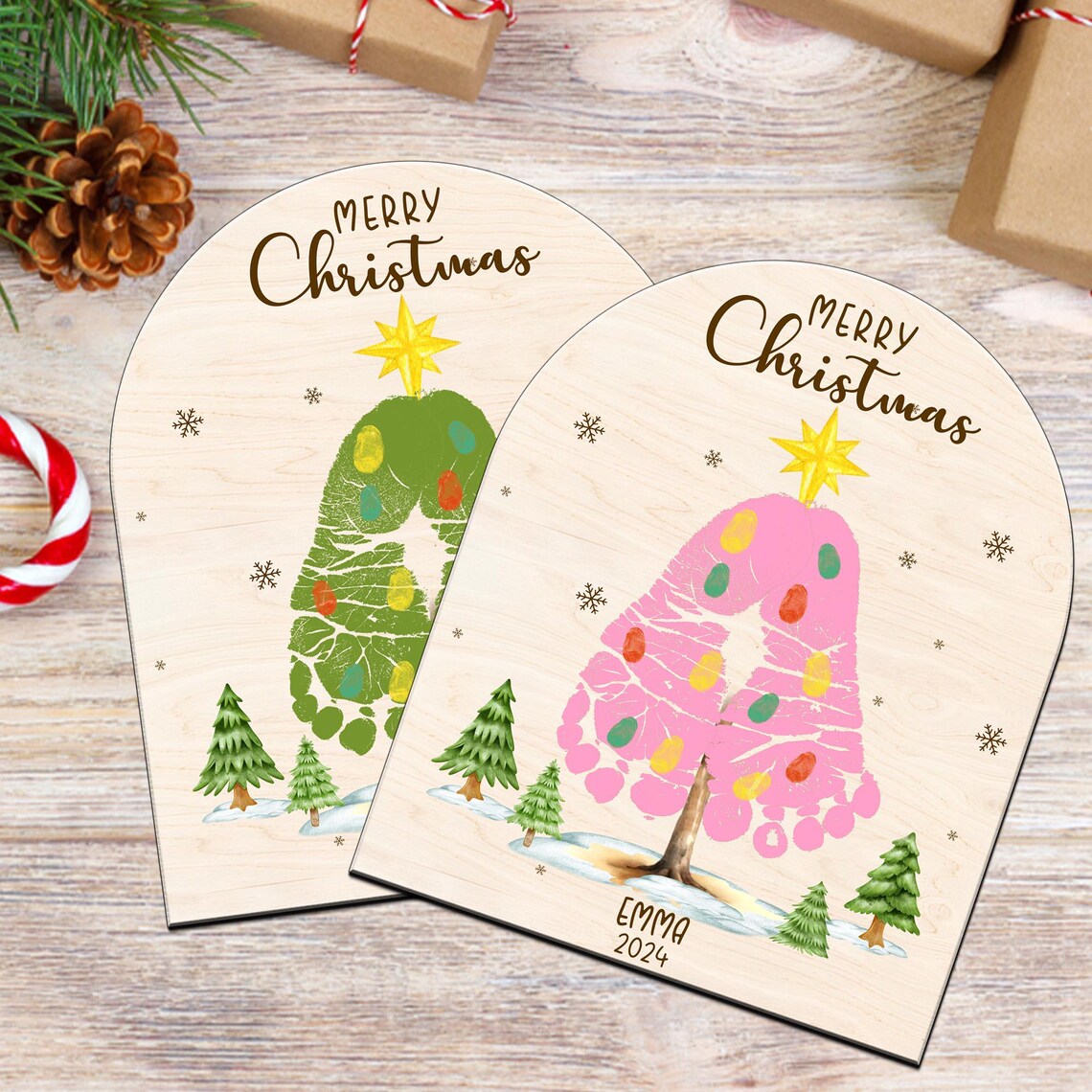 Personalized DIY Baby Handprint Sign, Custom Baby’s First Christmas ...