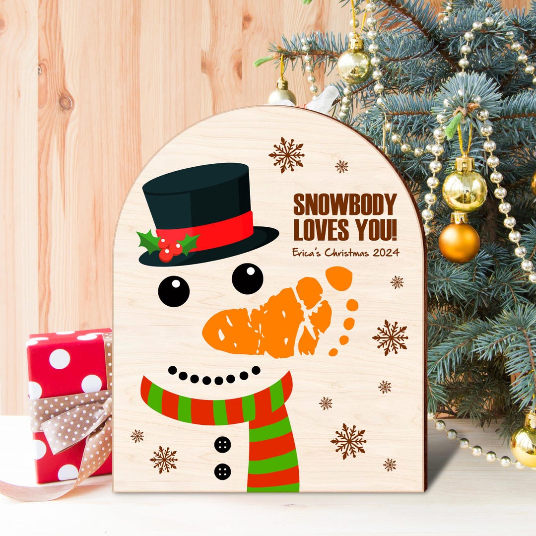 Personalized DIY Snowman Baby Handprint Sign, Custom Baby’s First ...