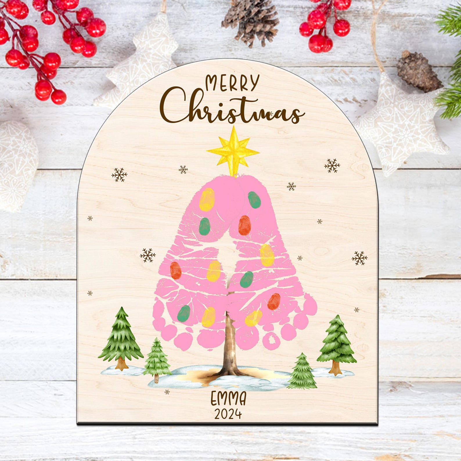 Personalized DIY Baby Handprint Sign, Custom Baby’s First Christmas ...