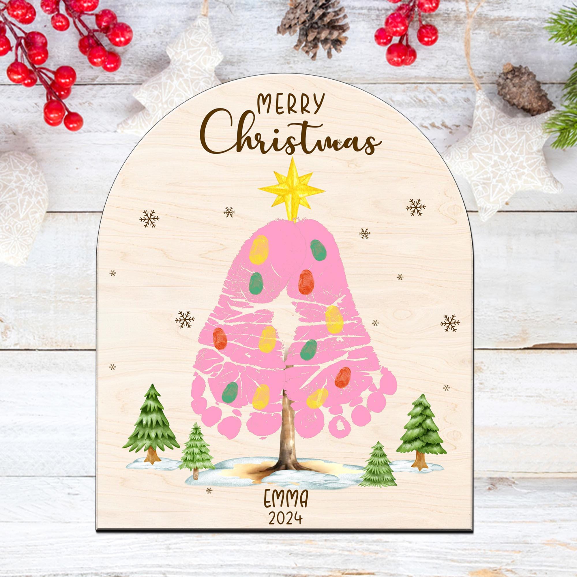 Personalized DIY Baby Handprint Sign, Custom Baby’s First Christmas ...