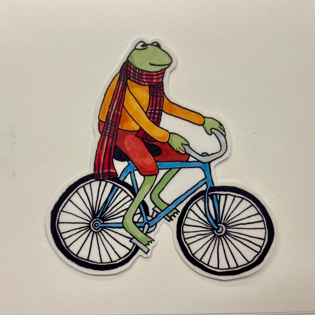 Kermit the Frog on Bike Vinyl Sticker - Etsy