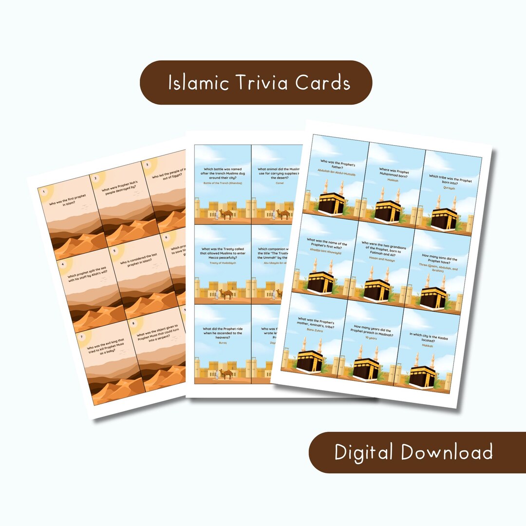 Islamic Printable Trivia Games, Prophets in Islam Flashcards, Muslim ...