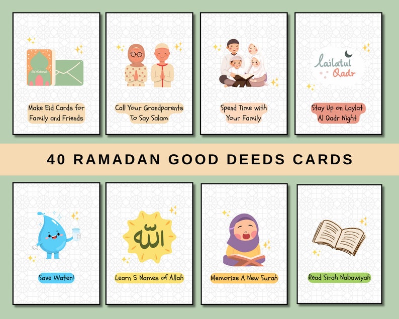 Ramadan Good Deeds Cards for Kids Printable Flash Cards Islamic ...