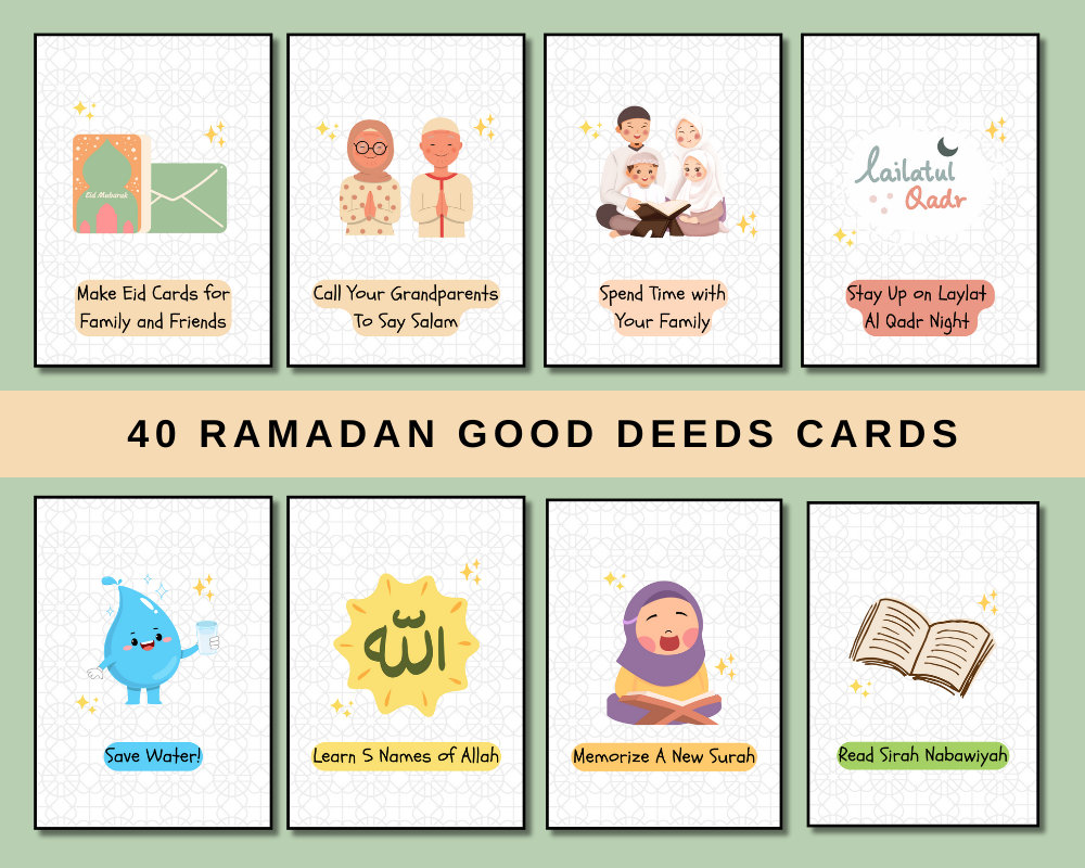 Ramadan Good Deeds Cards for Kids Printable Flash Cards Islamic ...