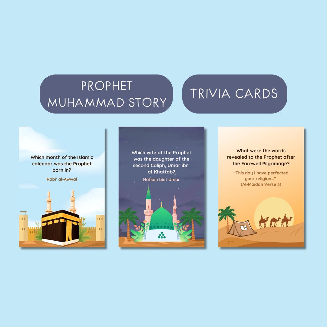 Islamic Printable Trivia Games, Prophet Muhammad Flashcards, Muslim ...