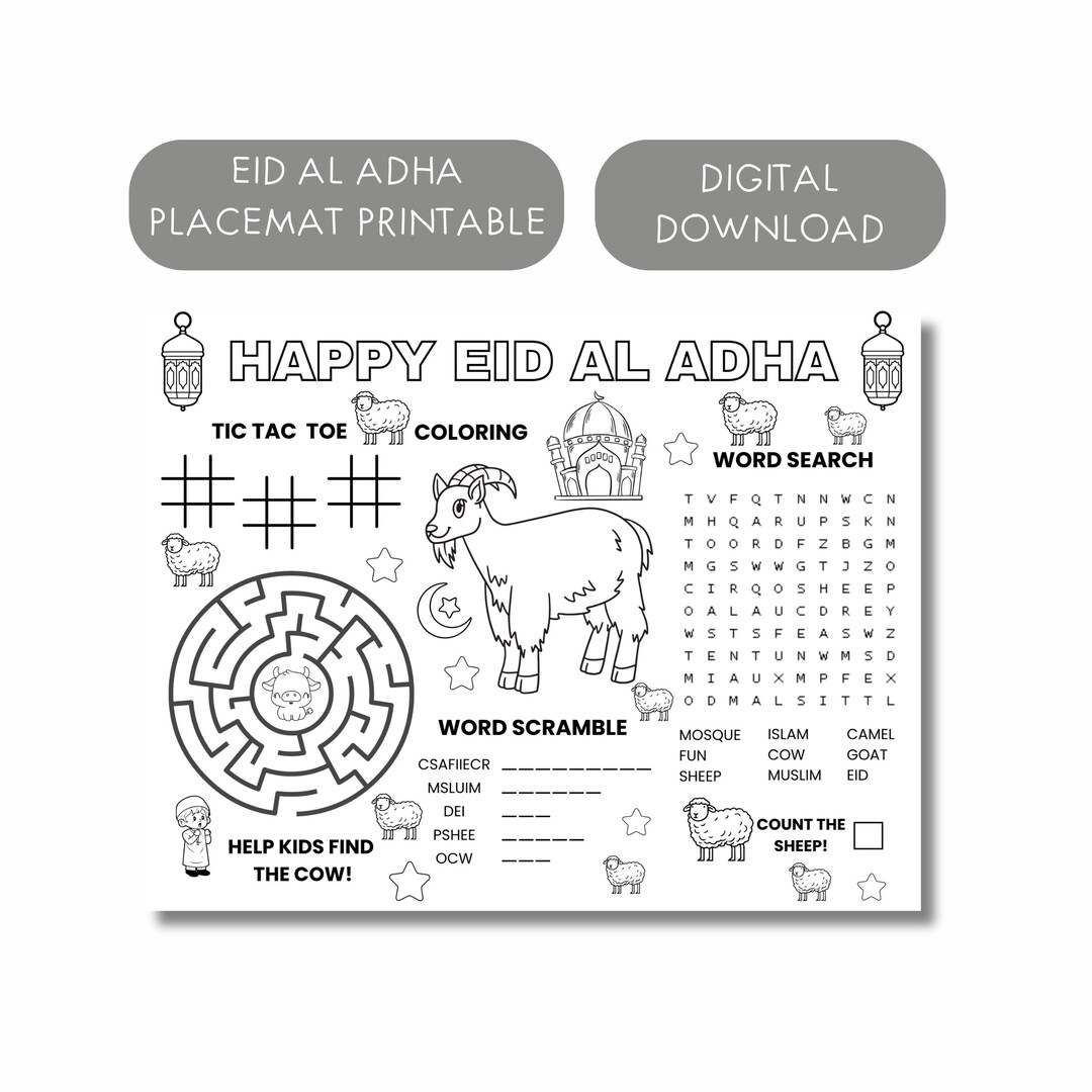 Eid Al Adha Kids Activity, Eid Gift Book Printable, Islamic Worksheets ...