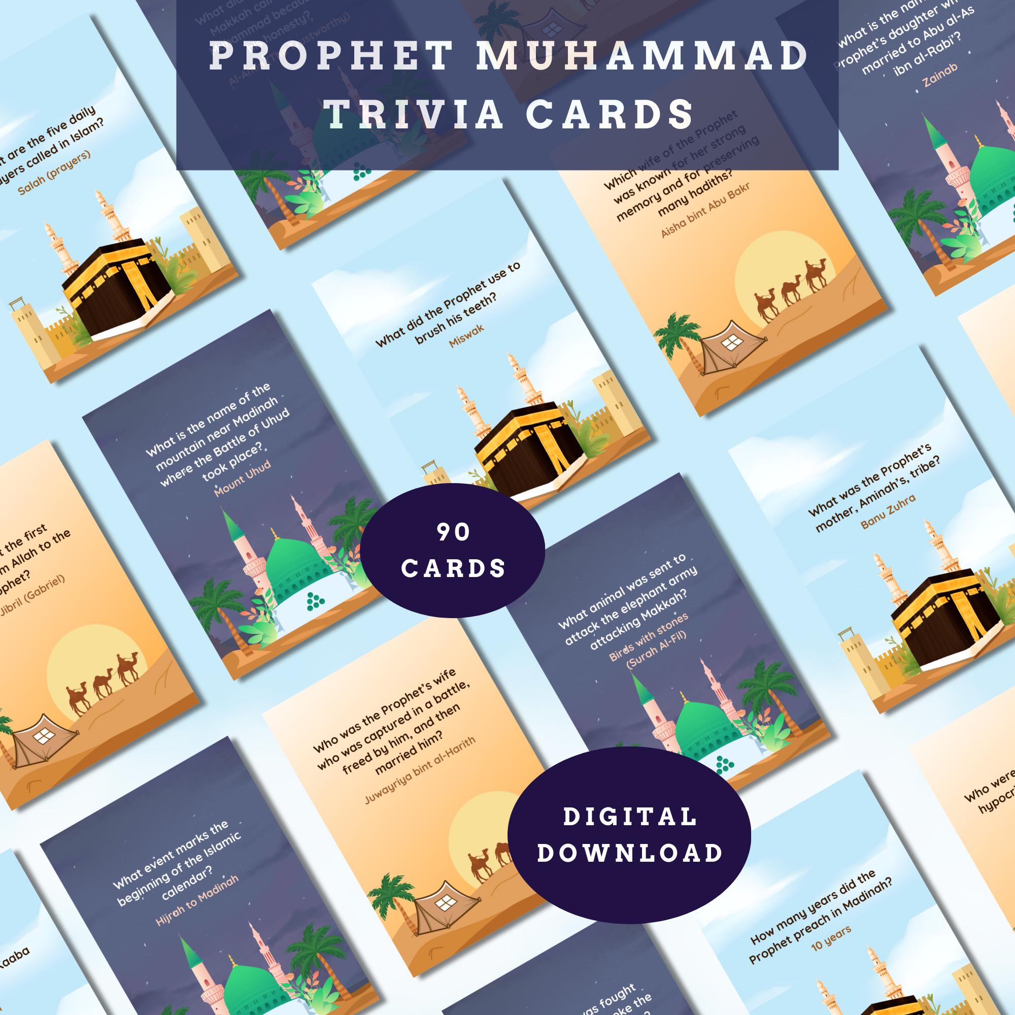 Prophet Muhammad Trivia Cards, Muslim Kids Learning (digital Download ...