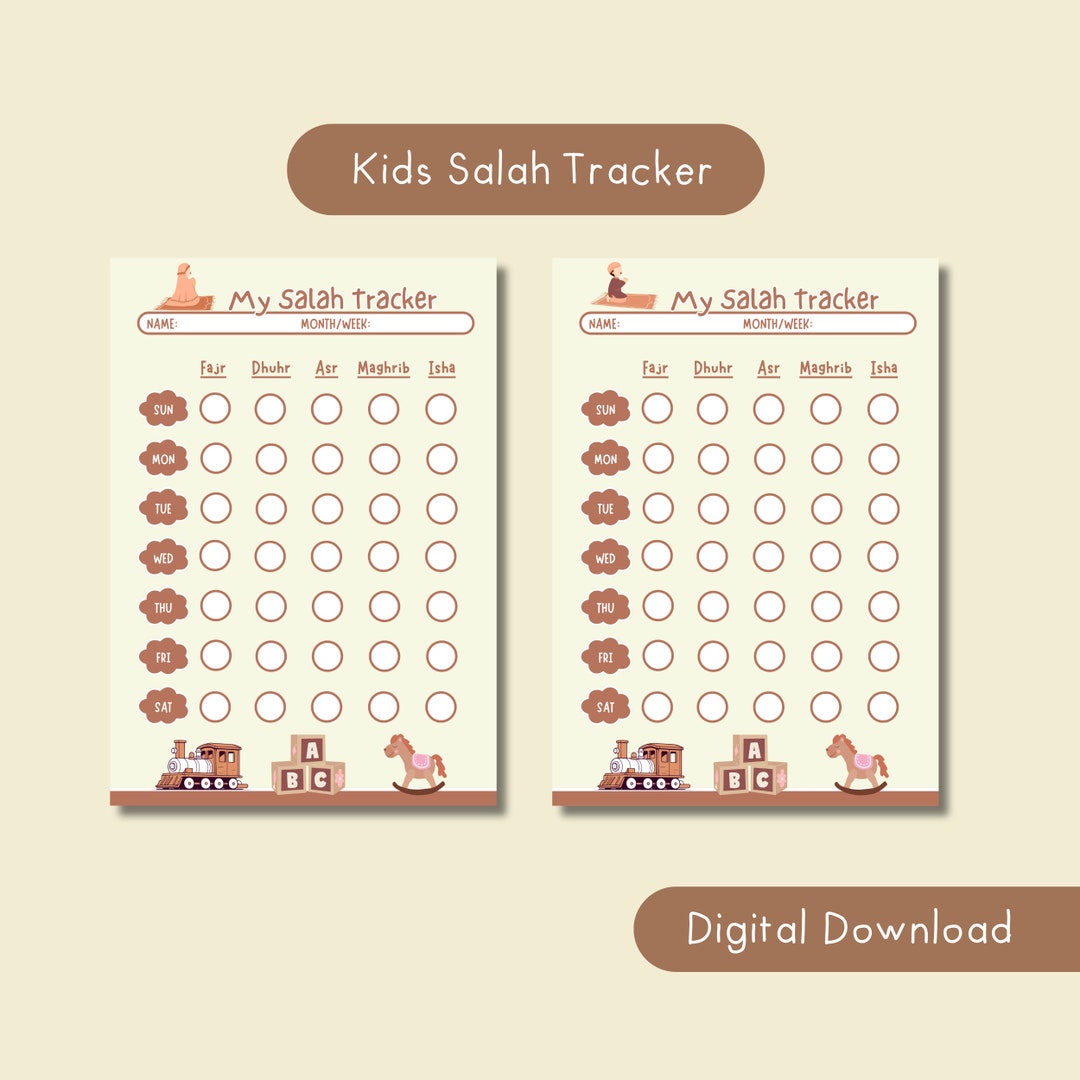 Printable Salah Tracker for Muslim Kids, Islamic Prayer Chart, Children ...