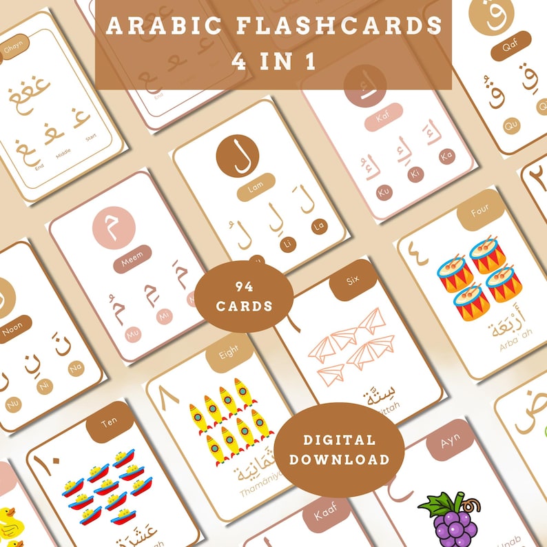Arabic Alphabet Letters, Islamic Printables Eid Gift, Alphabet Cards ...