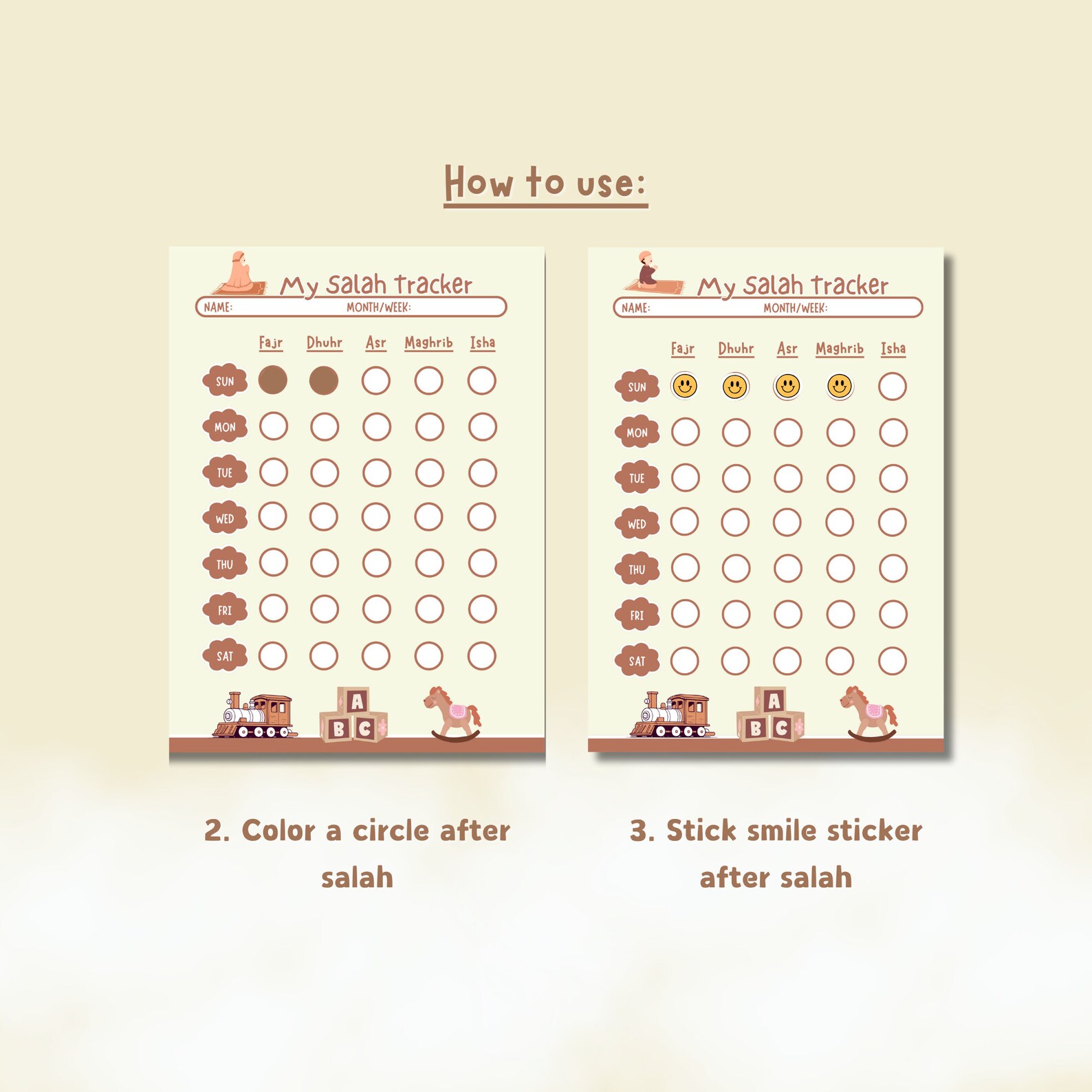 Printable Salah Tracker for Muslim Kids, Islamic Prayer Chart, Children ...