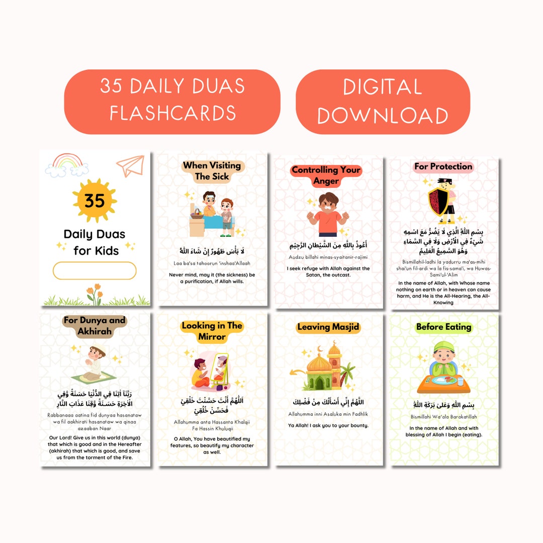 Daily Duas Flashcards Islamic Printable, Printable Dua Digital Cards ...