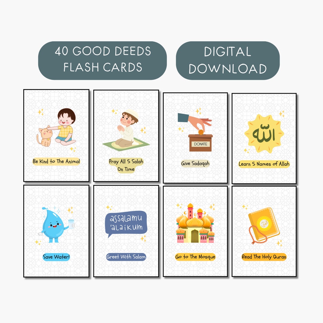 Ramadan Good Deeds Cards Printable, Ramadan Kids Activity, Islamic ...