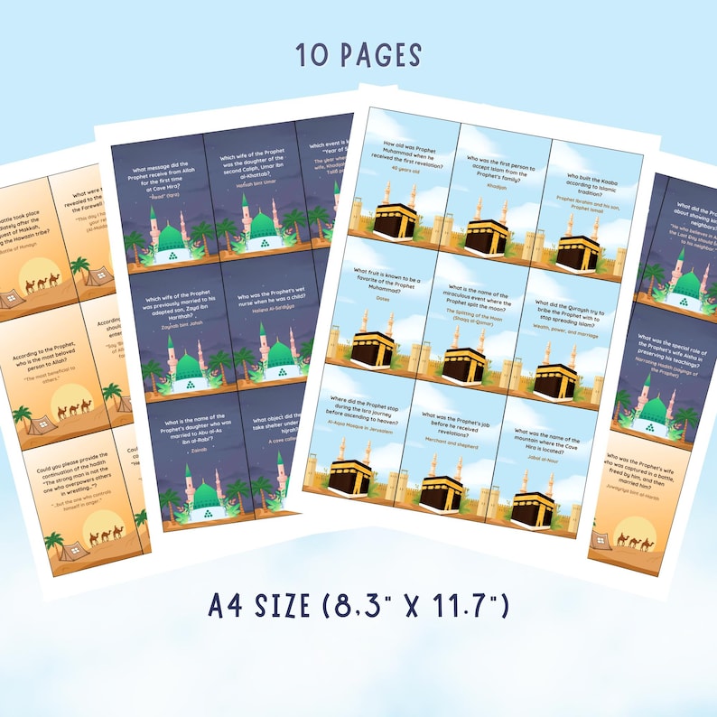 Islamic Printable Trivia Games, Prophet Muhammad Flashcards, Muslim ...