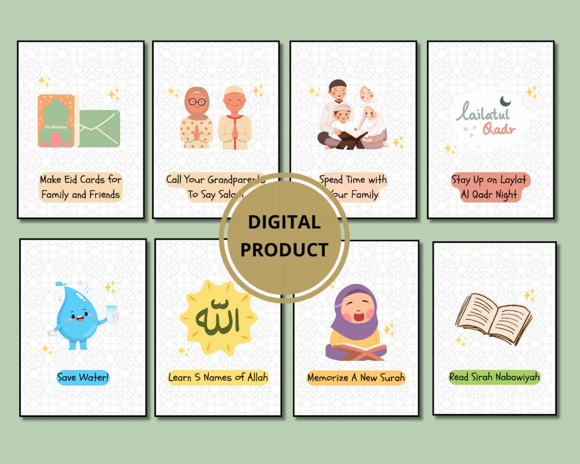 Ramadan Good Deeds Cards for Kids Printable Flash Cards Islamic ...