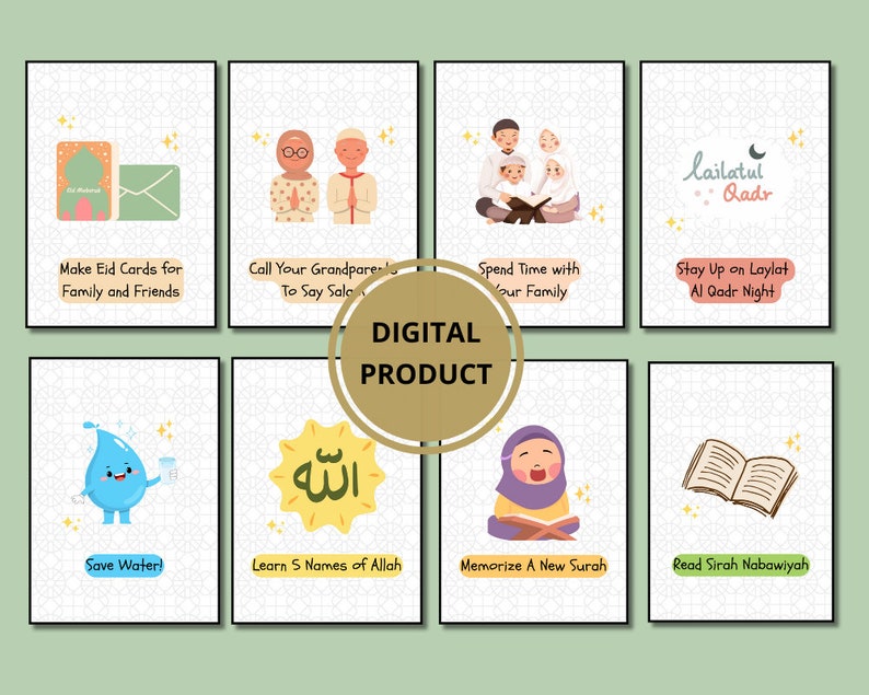 Ramadan Good Deeds Cards for Kids Printable Flash Cards Islamic ...