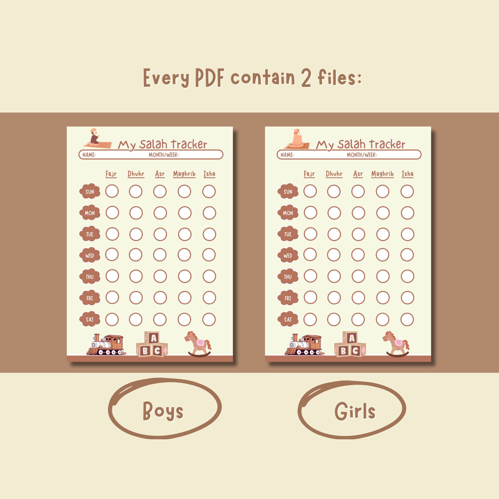 Printable Salah Tracker for Muslim Kids, Islamic Prayer Chart, Children ...