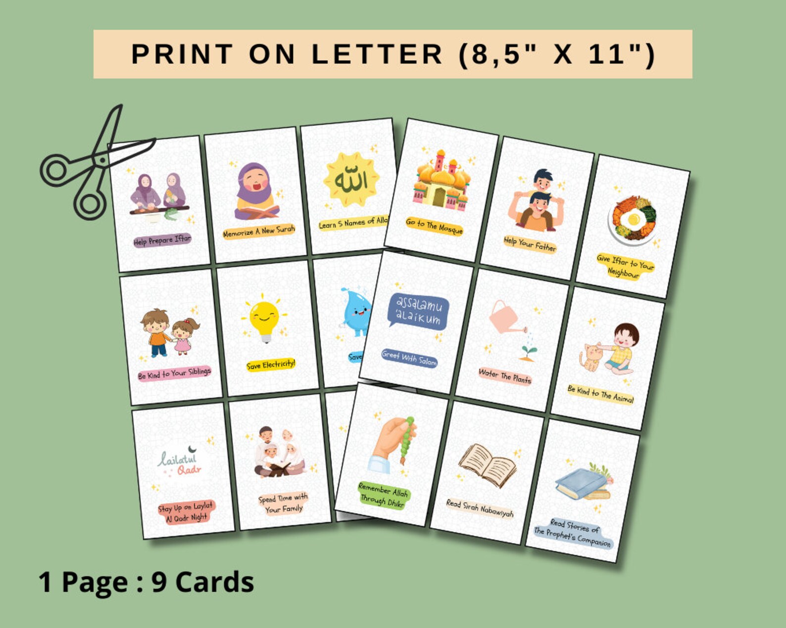 Ramadan Good Deeds Cards for Kids Printable Flash Cards Islamic ...