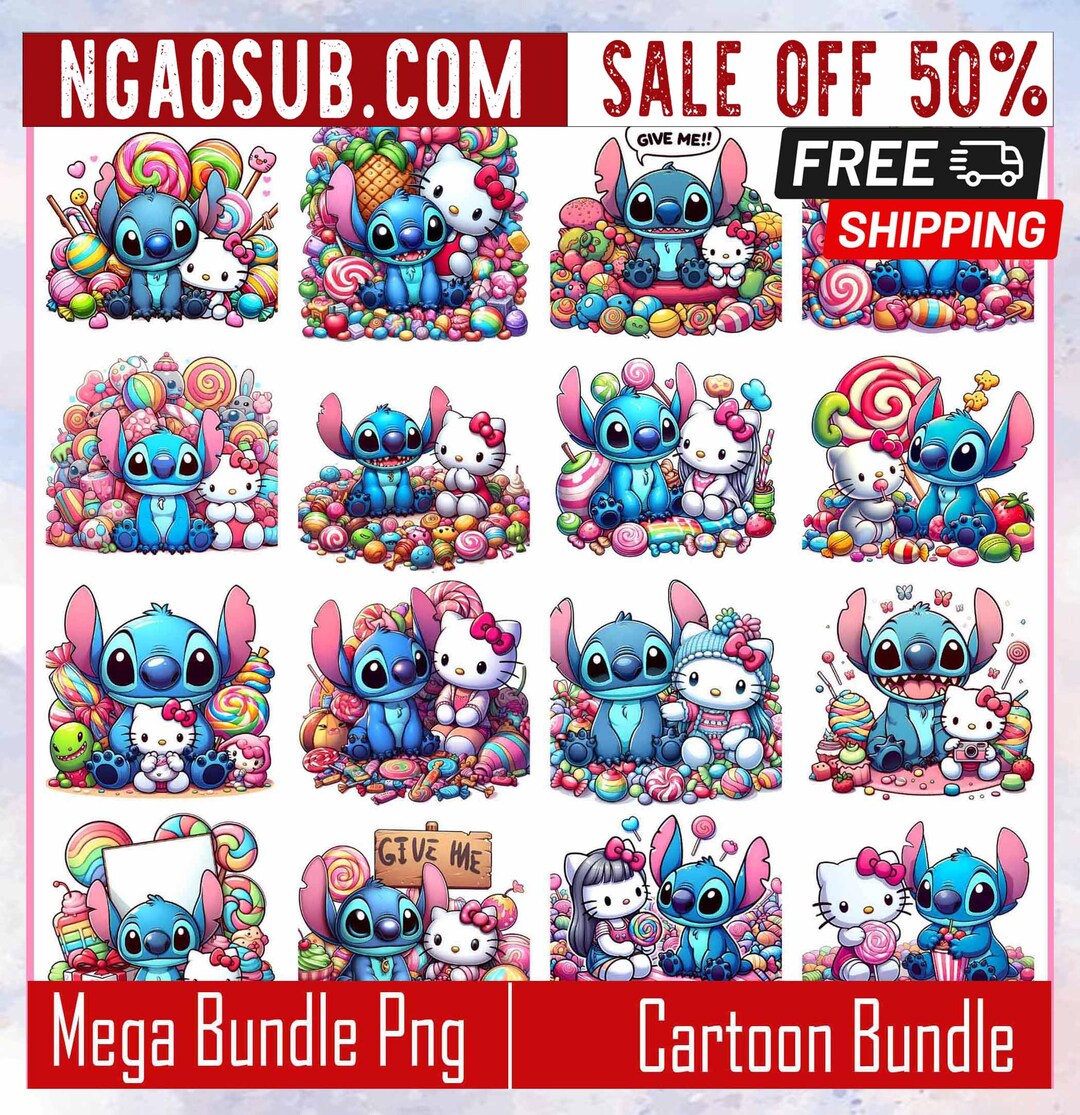 Mega Stitch and Kitty Candy Bundle Png, Graphics and Artwork, Png Cute ...