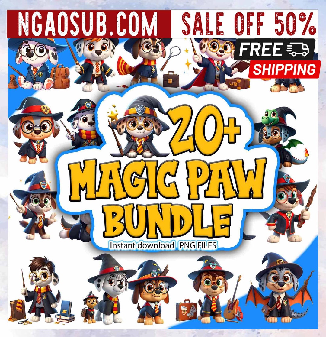 Wizard Paw Bundle Png, Magic Paw Bundle Png, Cartoon Svg Bundle ...