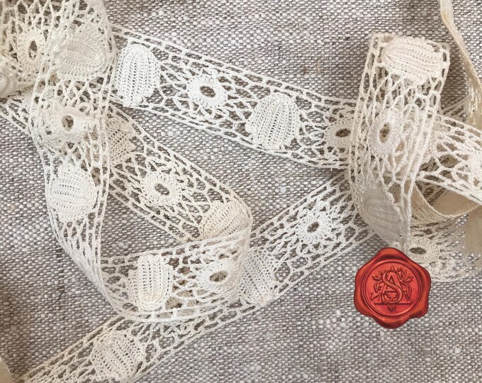 Antique Silk Needlerun Tulle Trim Piece, Ivory, Antique Lace, Circa ...