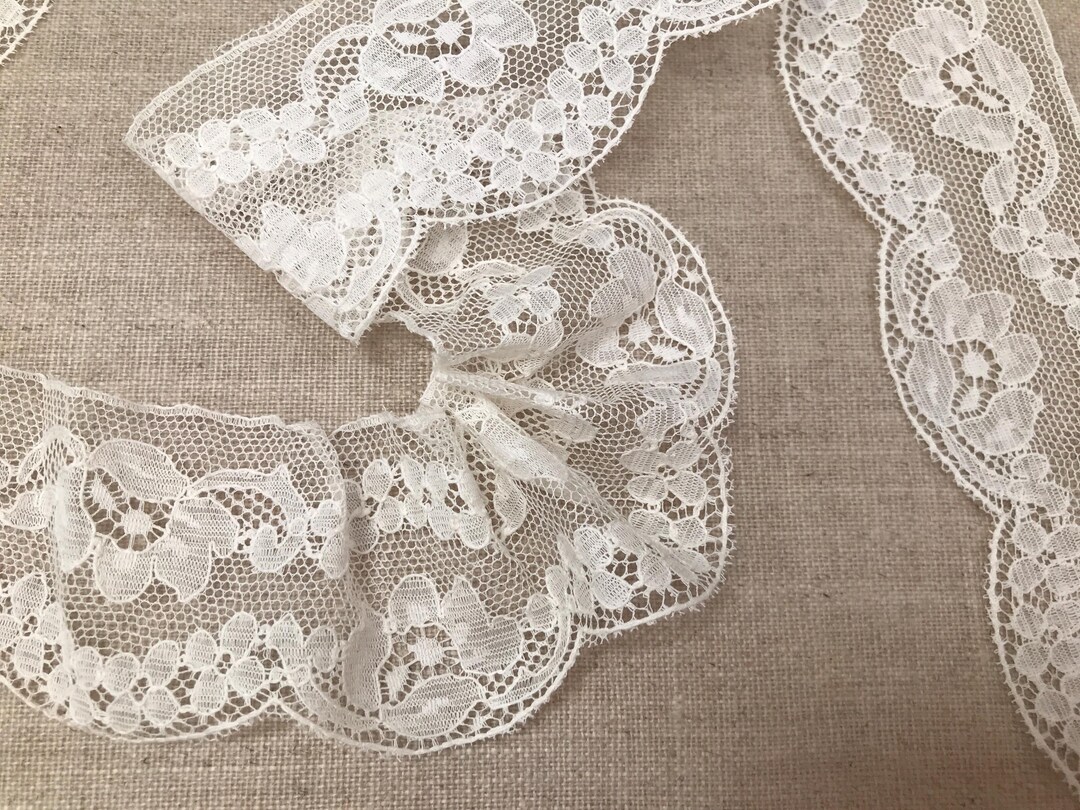 Antique English Cotton Lace Trim, White, Antique Lace, Floral Lace, 5cm ...